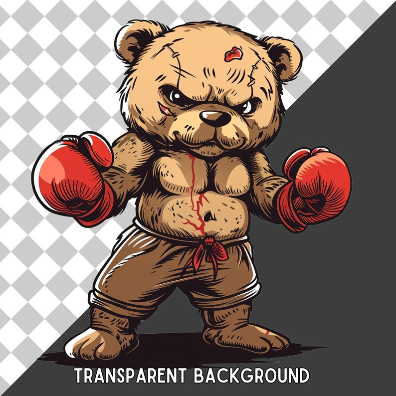 Boxing Teddy Bear Clipart, Boxing Designs, Png File, Fighter, Sports ...