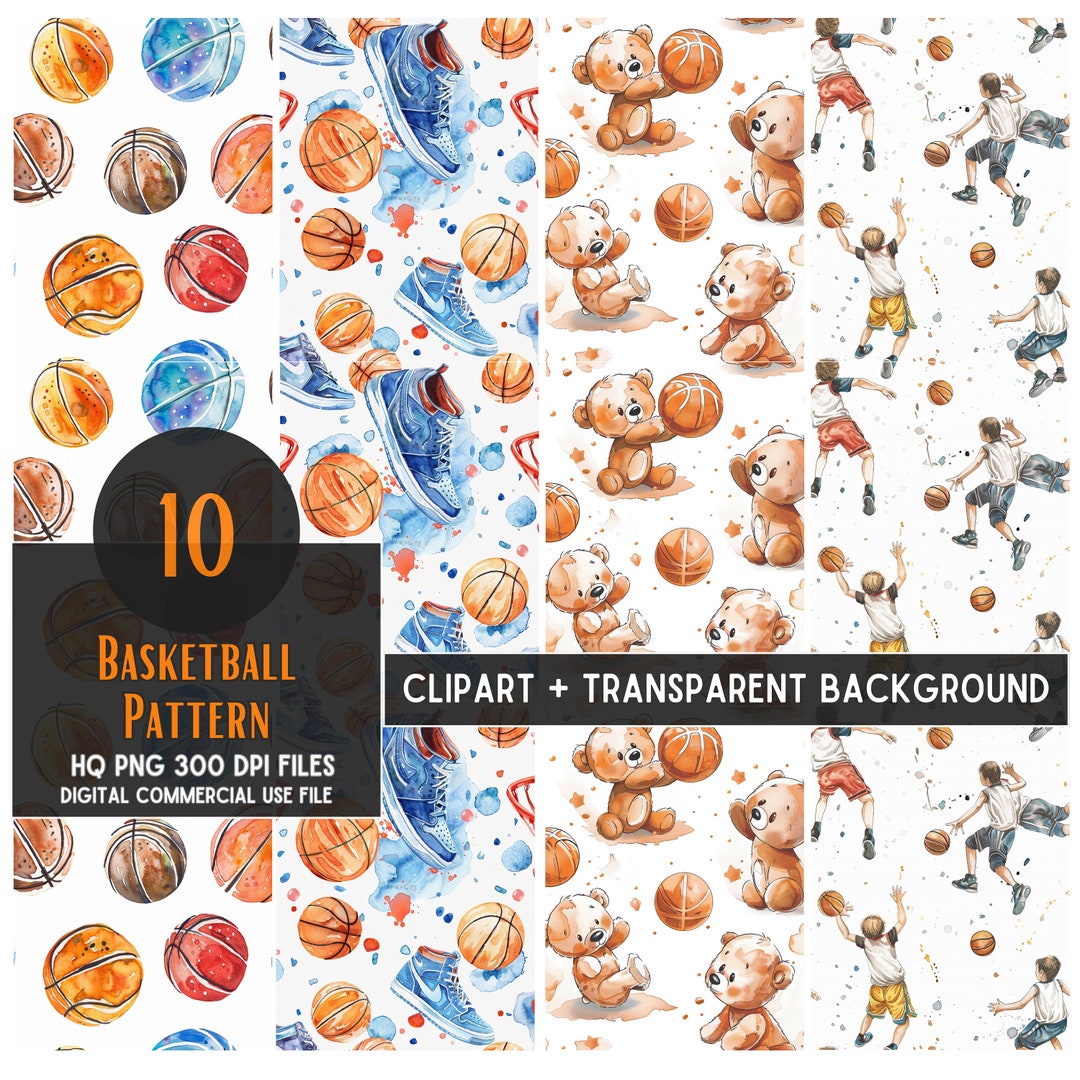 10 Basketball Seamless Pattern, Pattern Png File, Commercial Use - Etsy