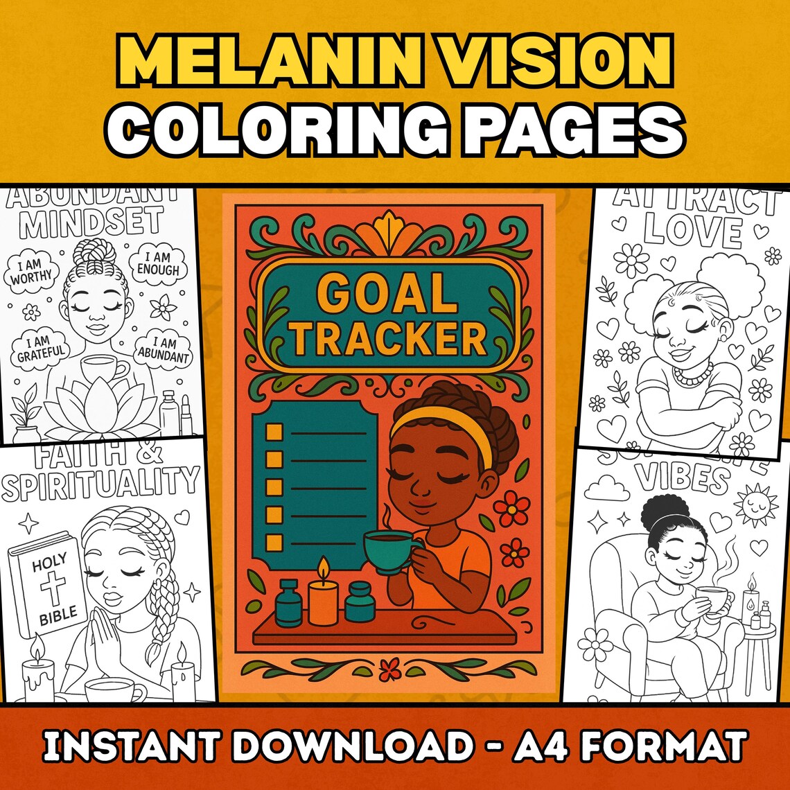 Black Girl Magic Coloring Pages: Melanin Art, Positive Affirmations ...