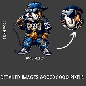 Bulldog Gangster Rapper Clipart, Dog Design, Digital Download, Shirt ...