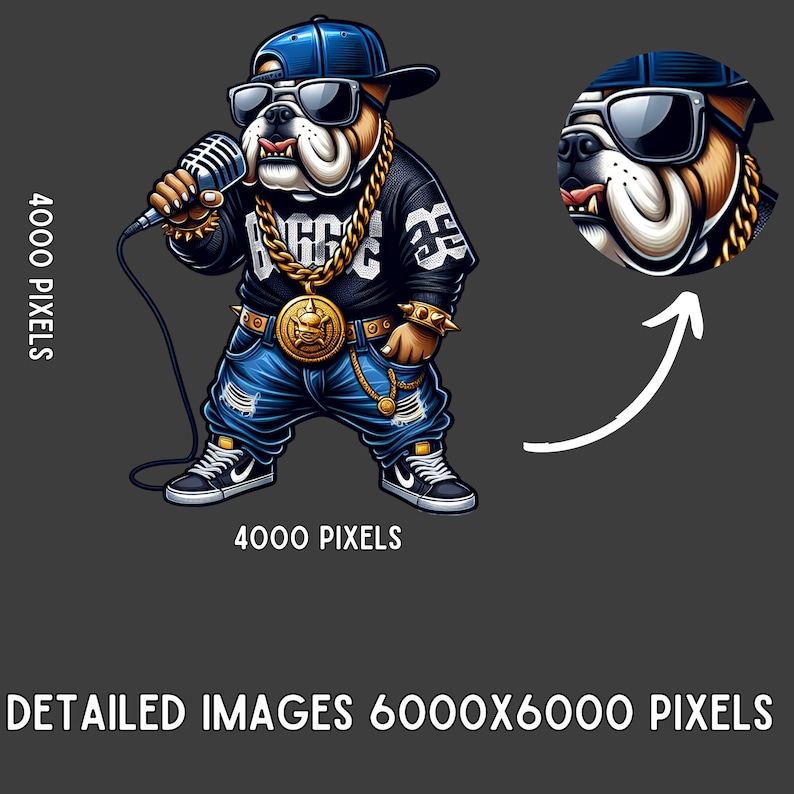 Bulldog Gangster Rapper Clipart, Dog Design, Digital Download, Shirt ...
