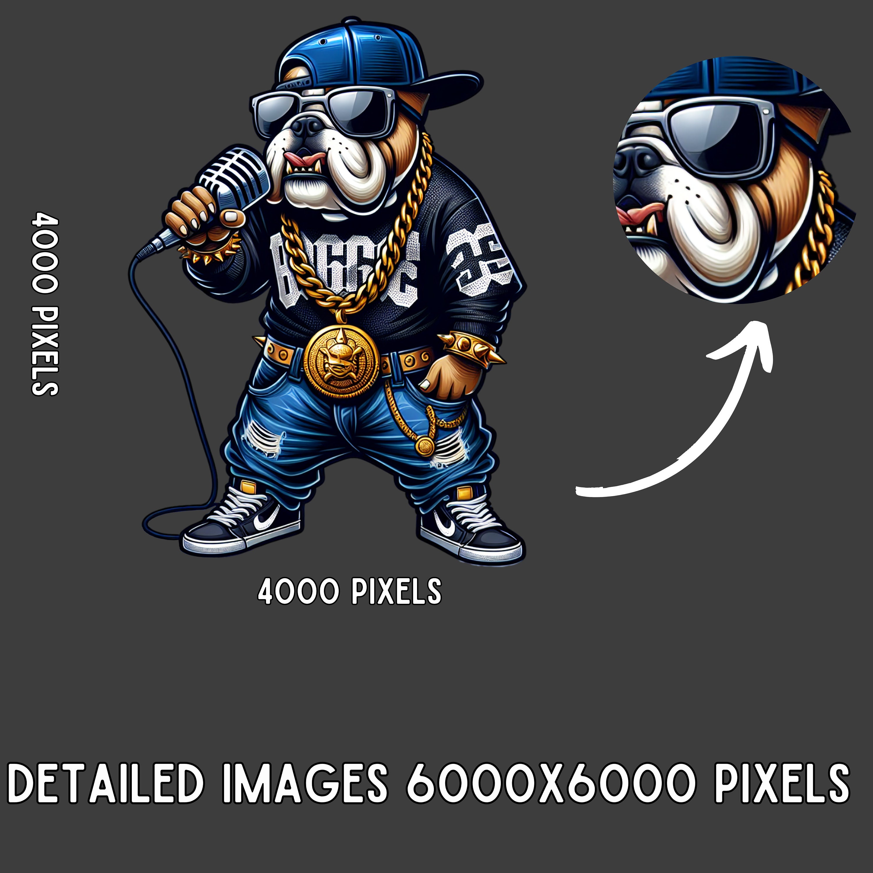 Bulldog Gangster Rapper Clipart, Dog Design, Digital Download, Shirt ...