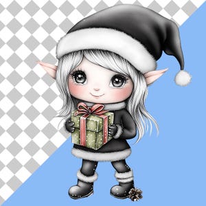 Christmas Elf Clipart Png | Elf Clipart Bundle | Black Style Elfs ...