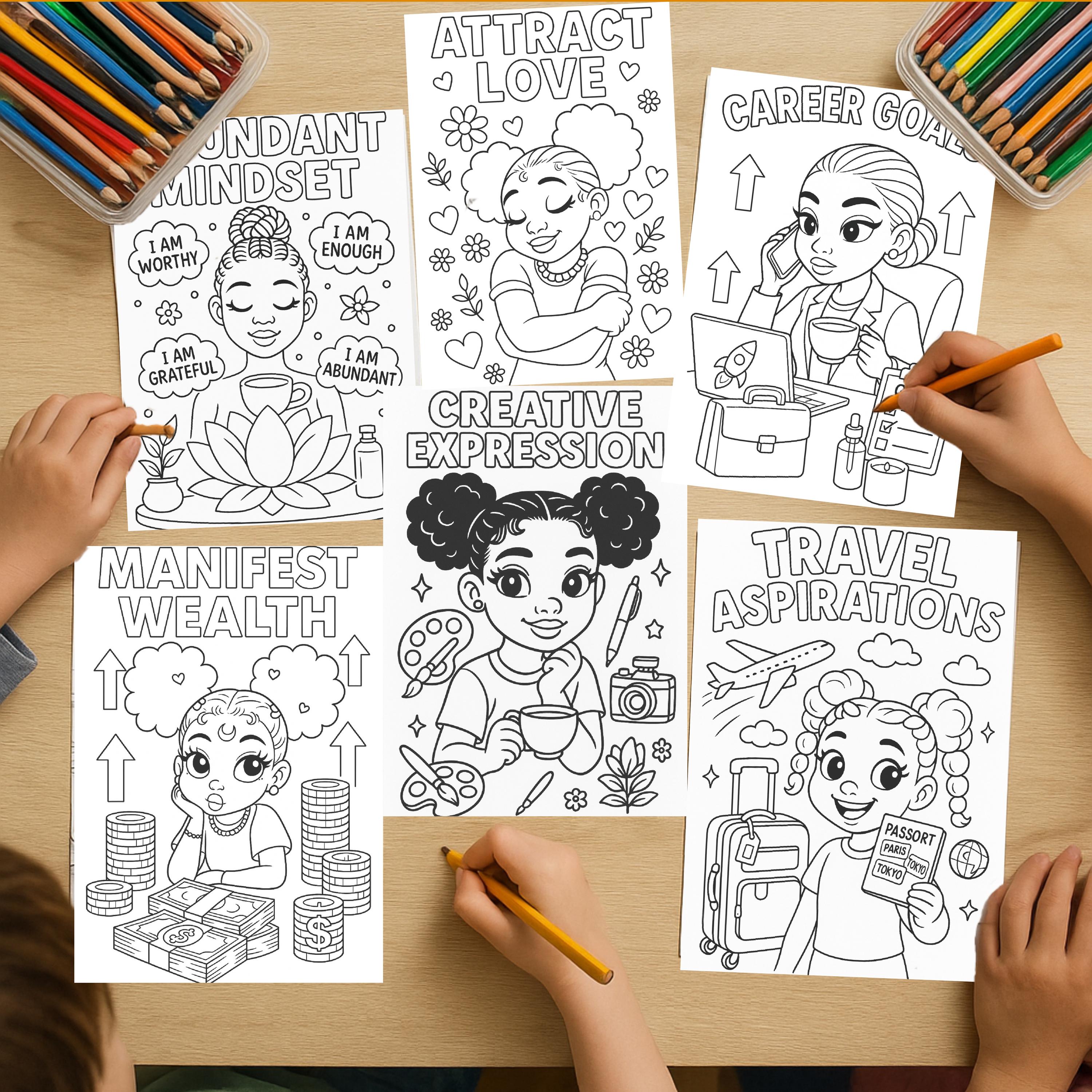 Black Girl Magic Coloring Pages: Melanin Art, Positive Affirmations ...