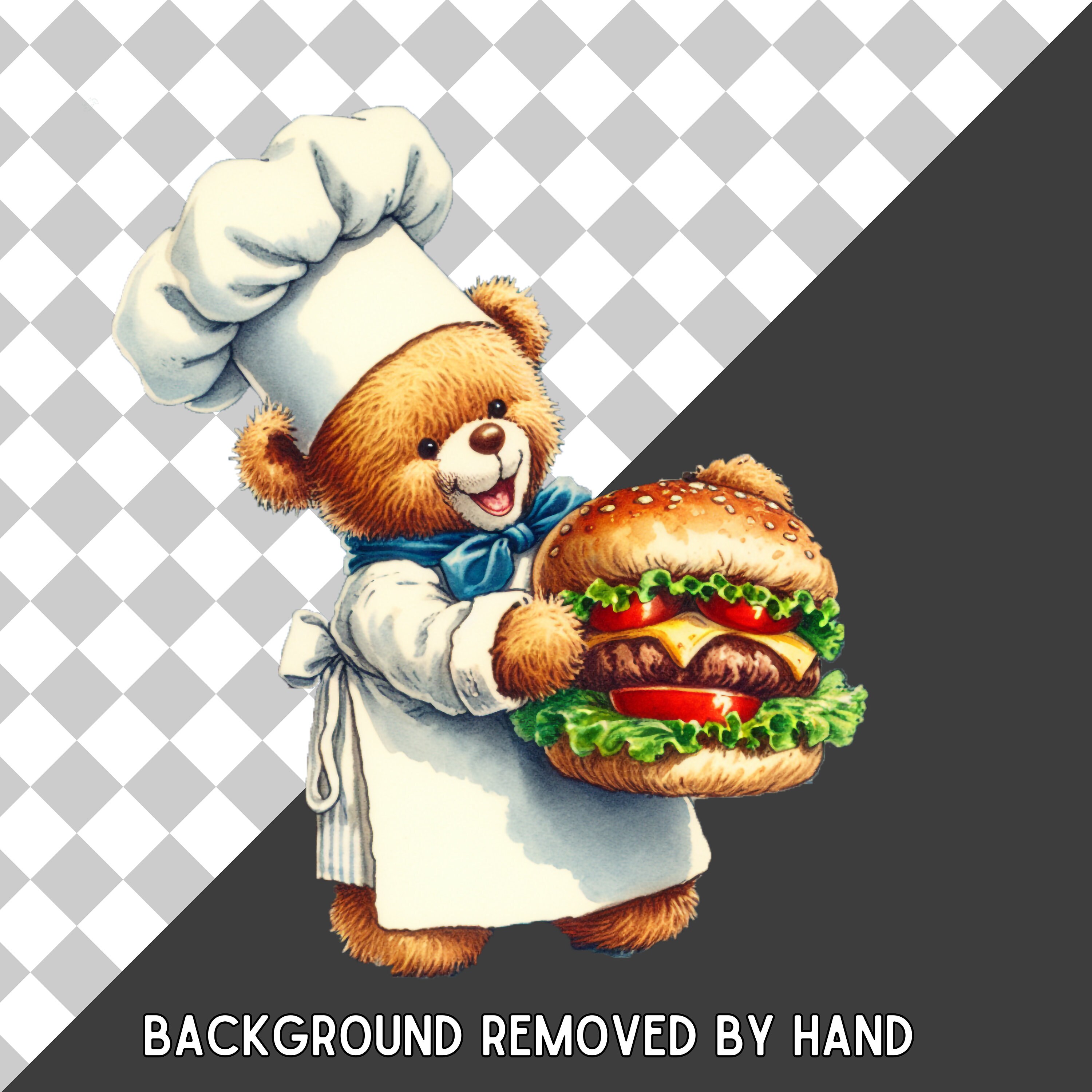 Teddy Bear Chef Clipart, Cute Bear Cooking Png Files, Kitchen Decor ...