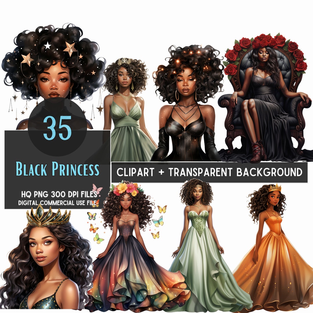 35 Watercolor Black Princess Cliparts | African American | Princesses ...