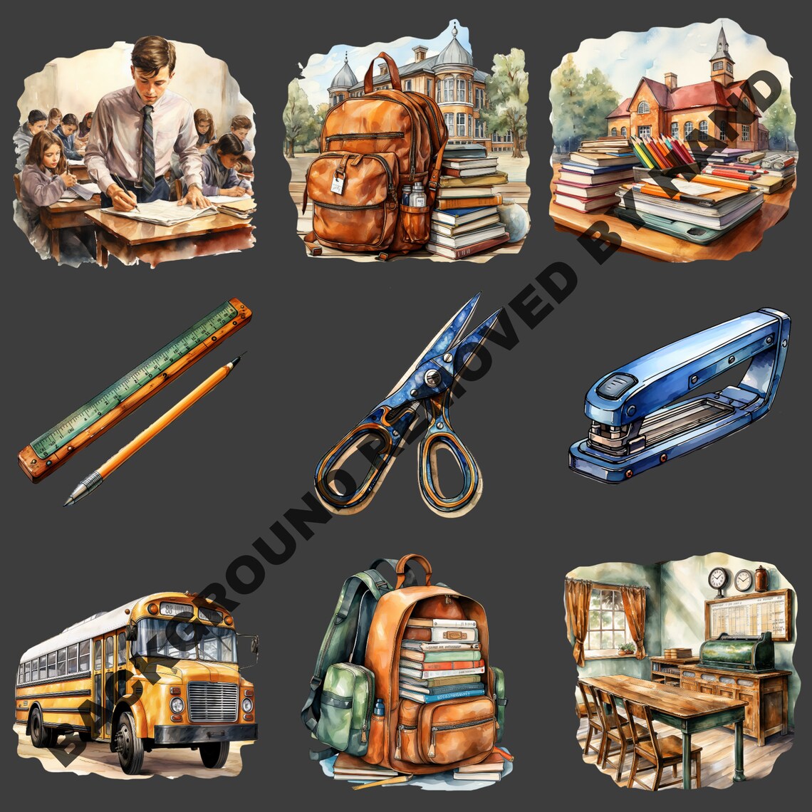 50 Back to School Png, School Clipart Bundle, School Supply, School ...