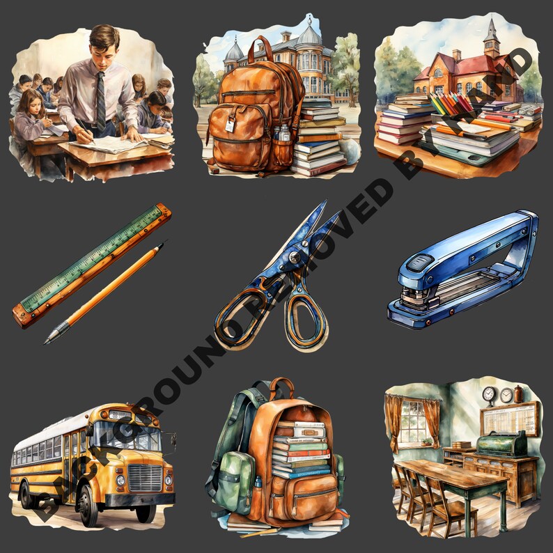 50 Back to School Png, School Clipart Bundle, School Supply, School ...