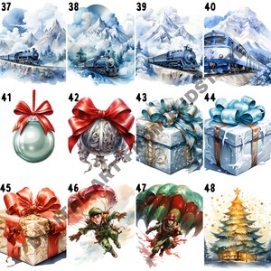 Polar Express Train Clipart Bundle: Watercolor Christmas PNG Files - Etsy