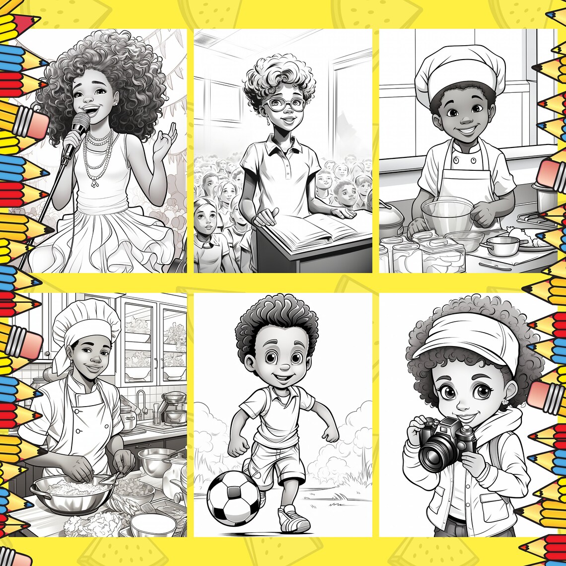 130 Black Kids Dream Job Coloring Page, Black Kids, Black Girl and Boy ...