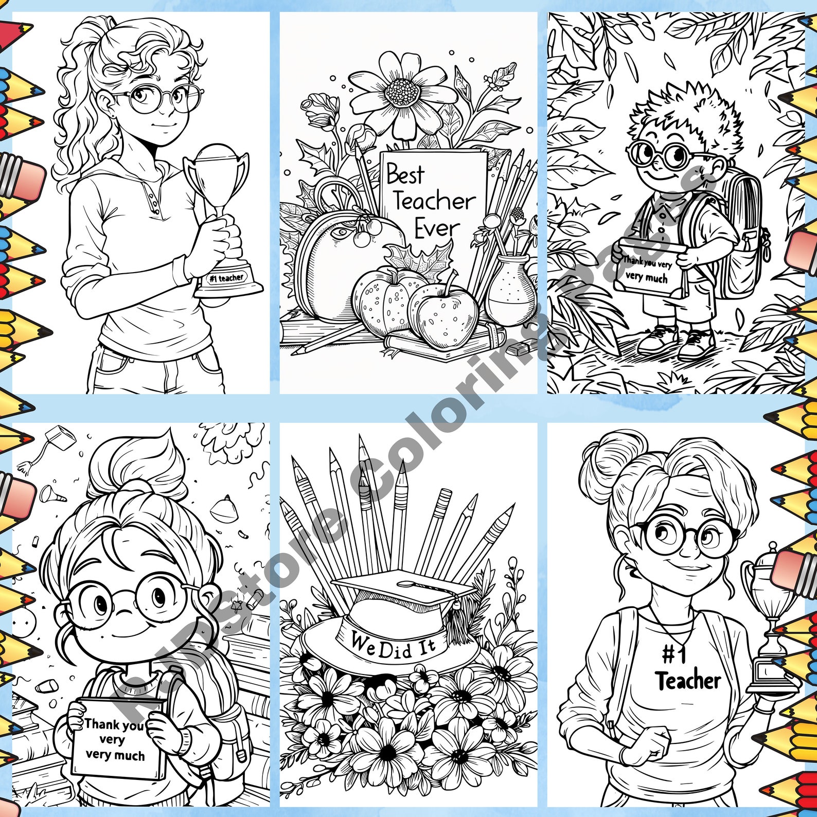 Teacher Appreciation Coloring Pages for Kids Printable PDF and PNG ...