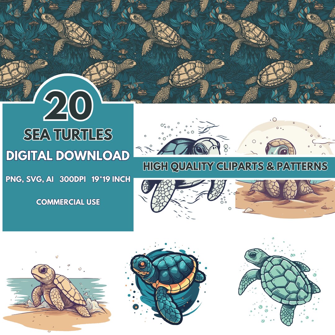 Sea Turtle Clipart, Cute Ocean Nautical Animals, Sea Turtle Png, PNG ...