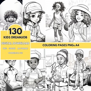 130 Black Kids Dream Job Coloring Page, Black Kids, Black Girl and Boy ...