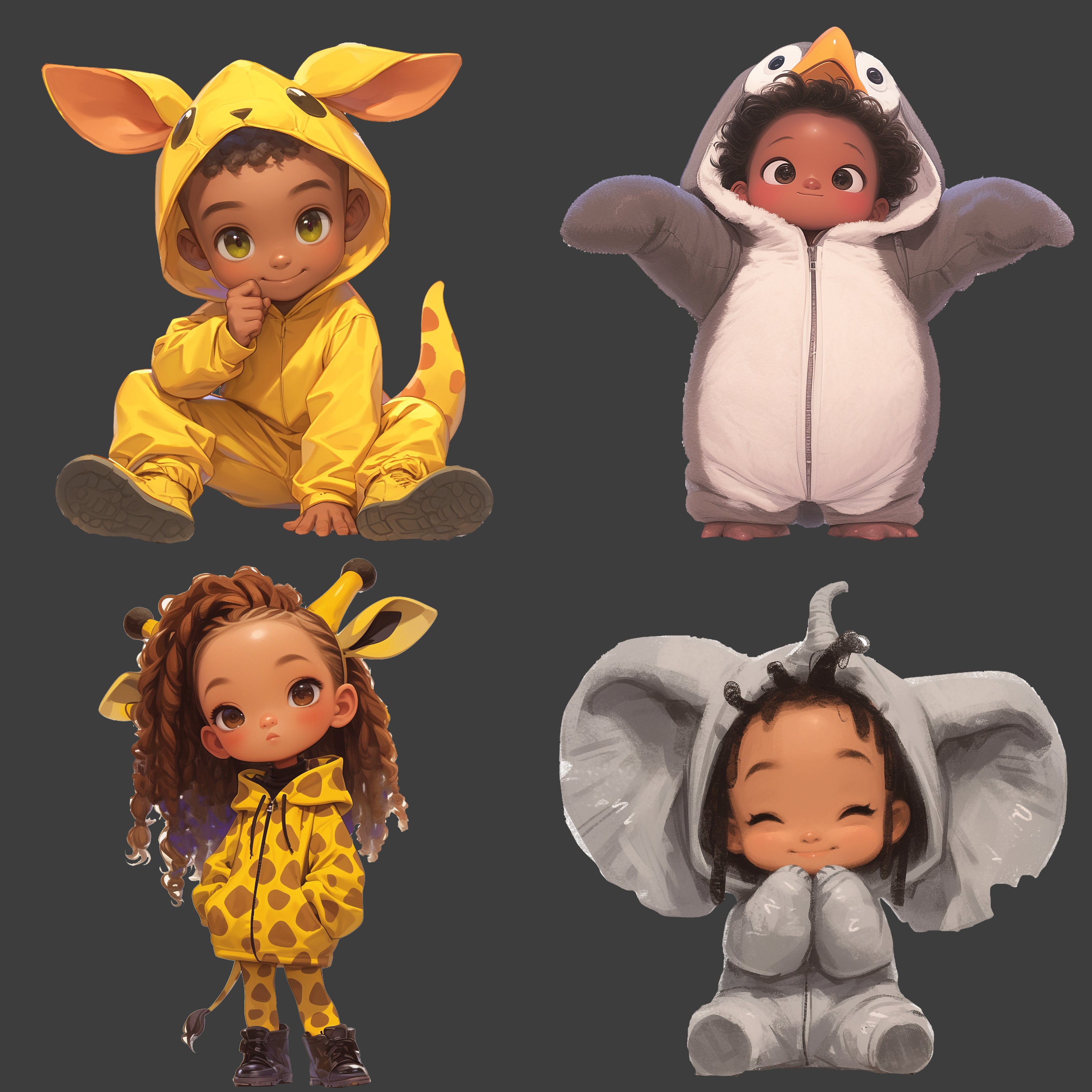 Black Kids Costume Clipart Bundle: Afro Girls PNG Files - Etsy