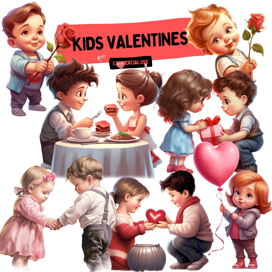 45 Kids Valentines Png, Clipart Bundle, Valentine Png, Kids Png, Hearth ...
