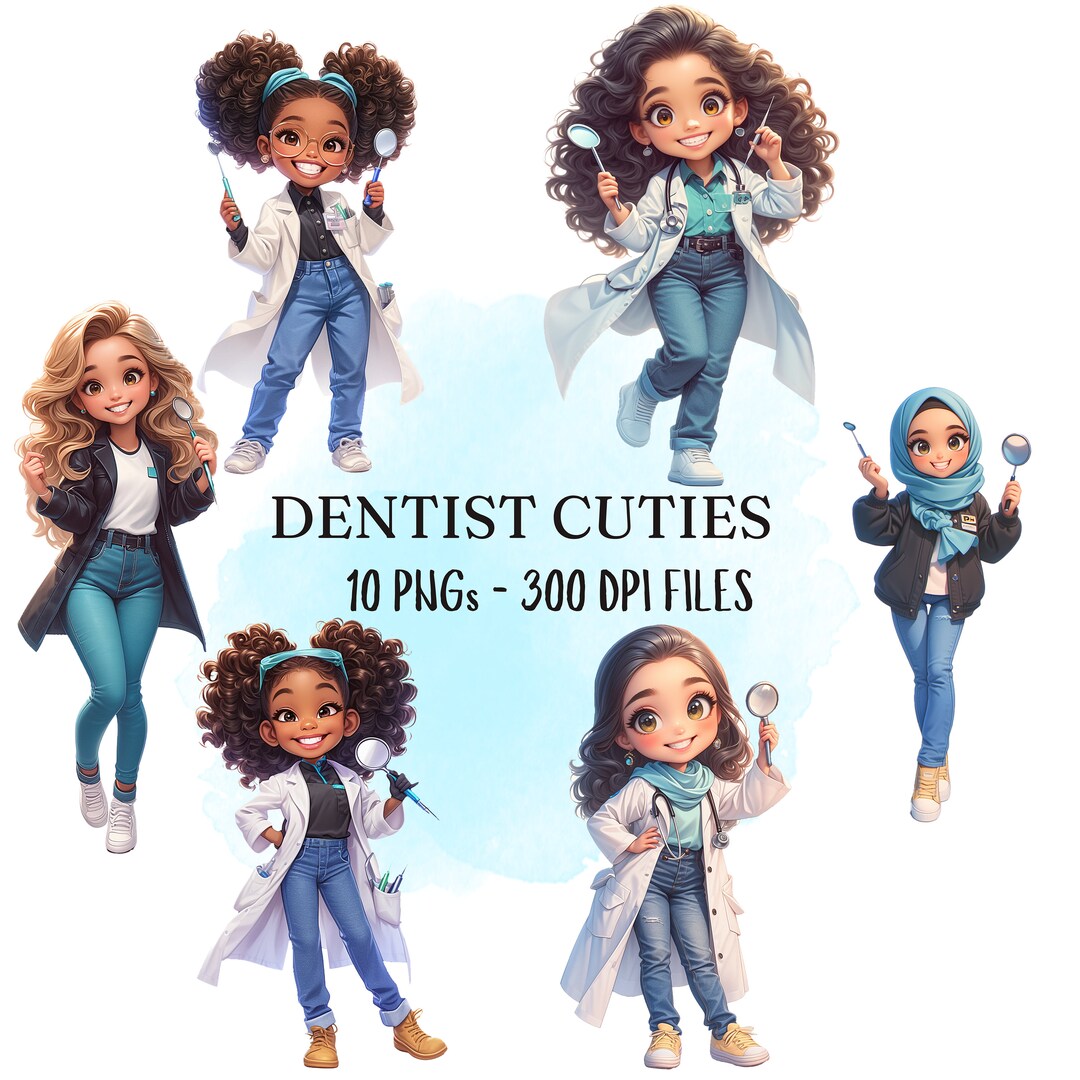 Chibi Dentist Clipart Bundle, Dental Theme (PNG Files - Etsy