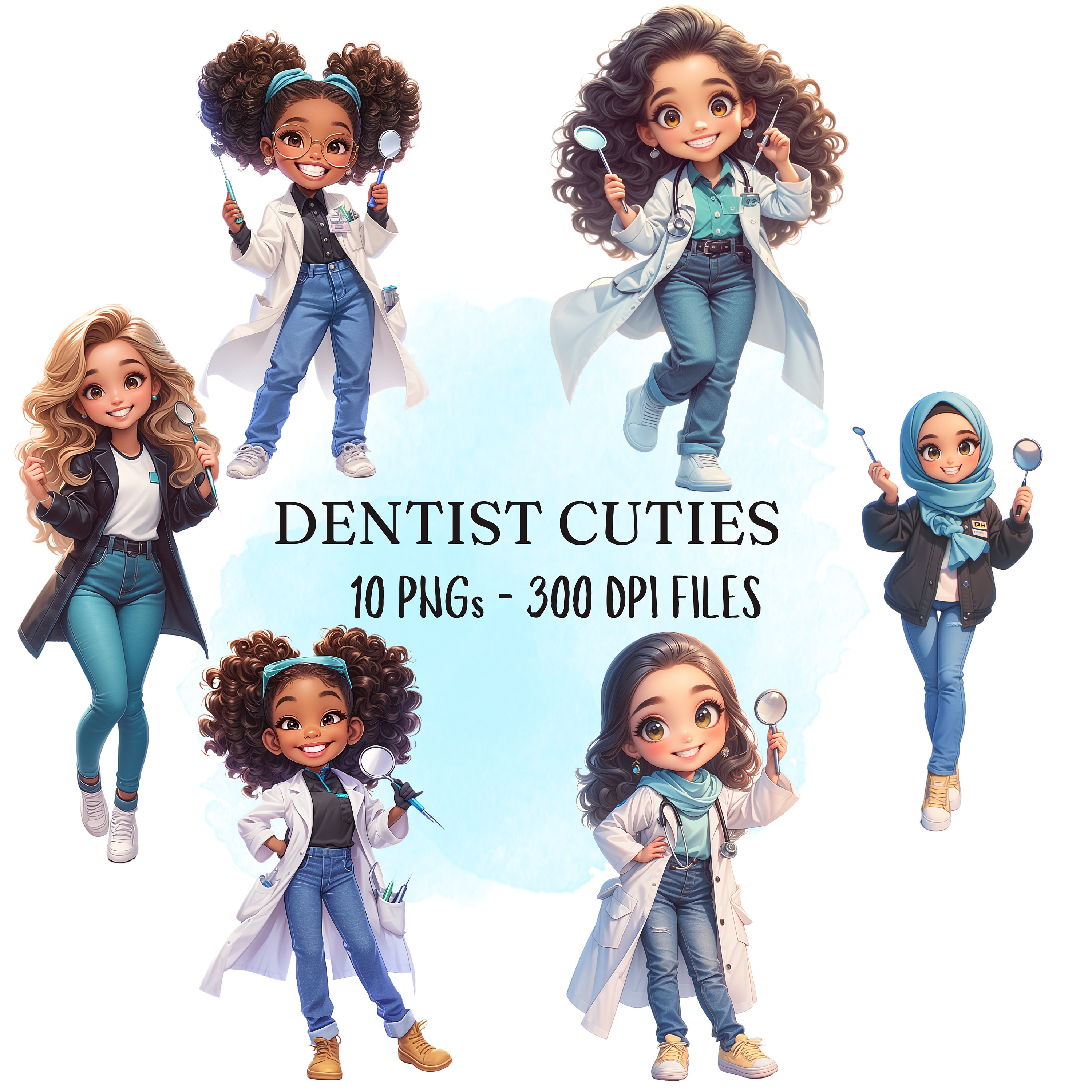Dentist Cuties Png, Dentist Clipart Bundle, Png Files, Cute Png, Kawaii ...