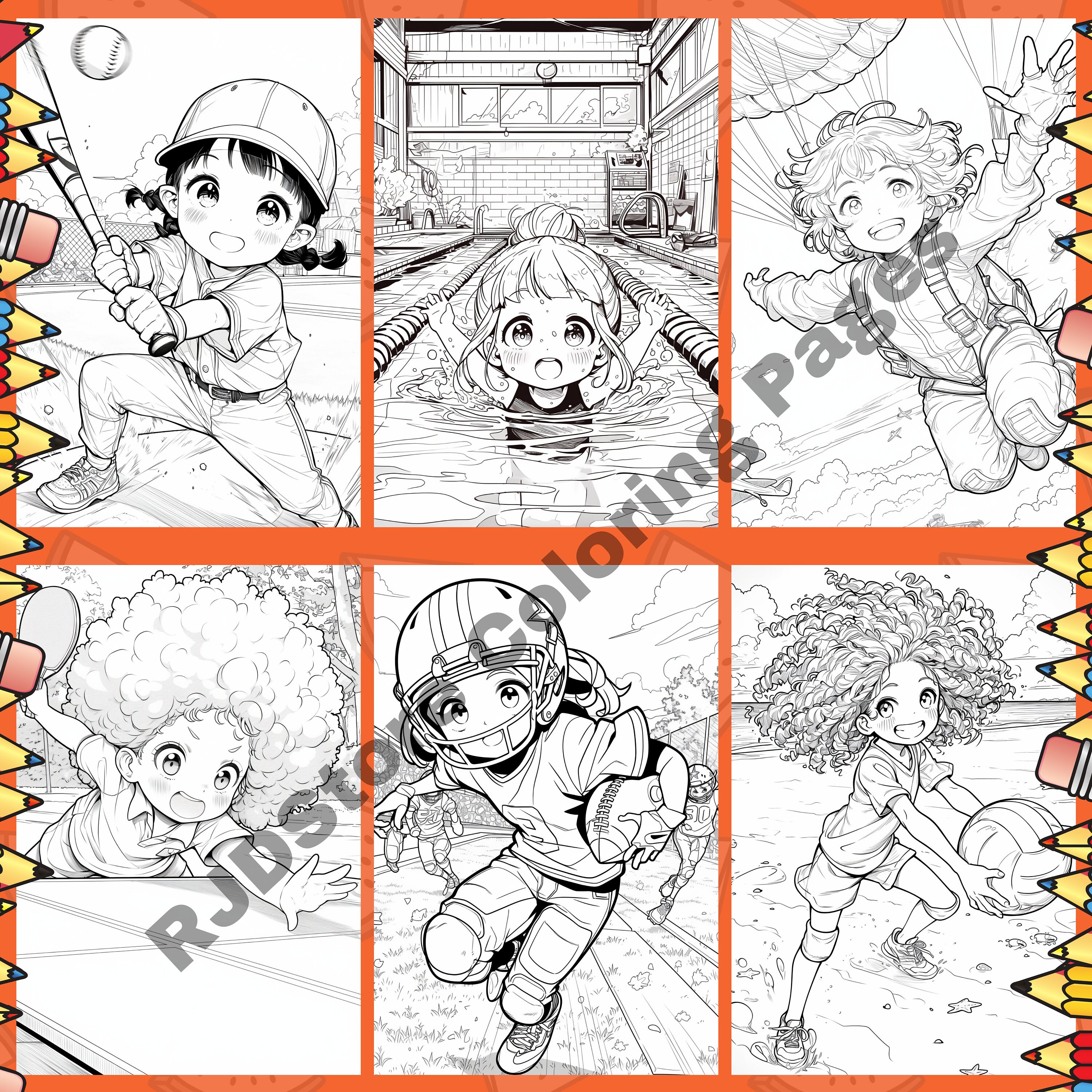 Anime Girl Sports Coloring Pages, Basketball, Volleyball, Soccer ...