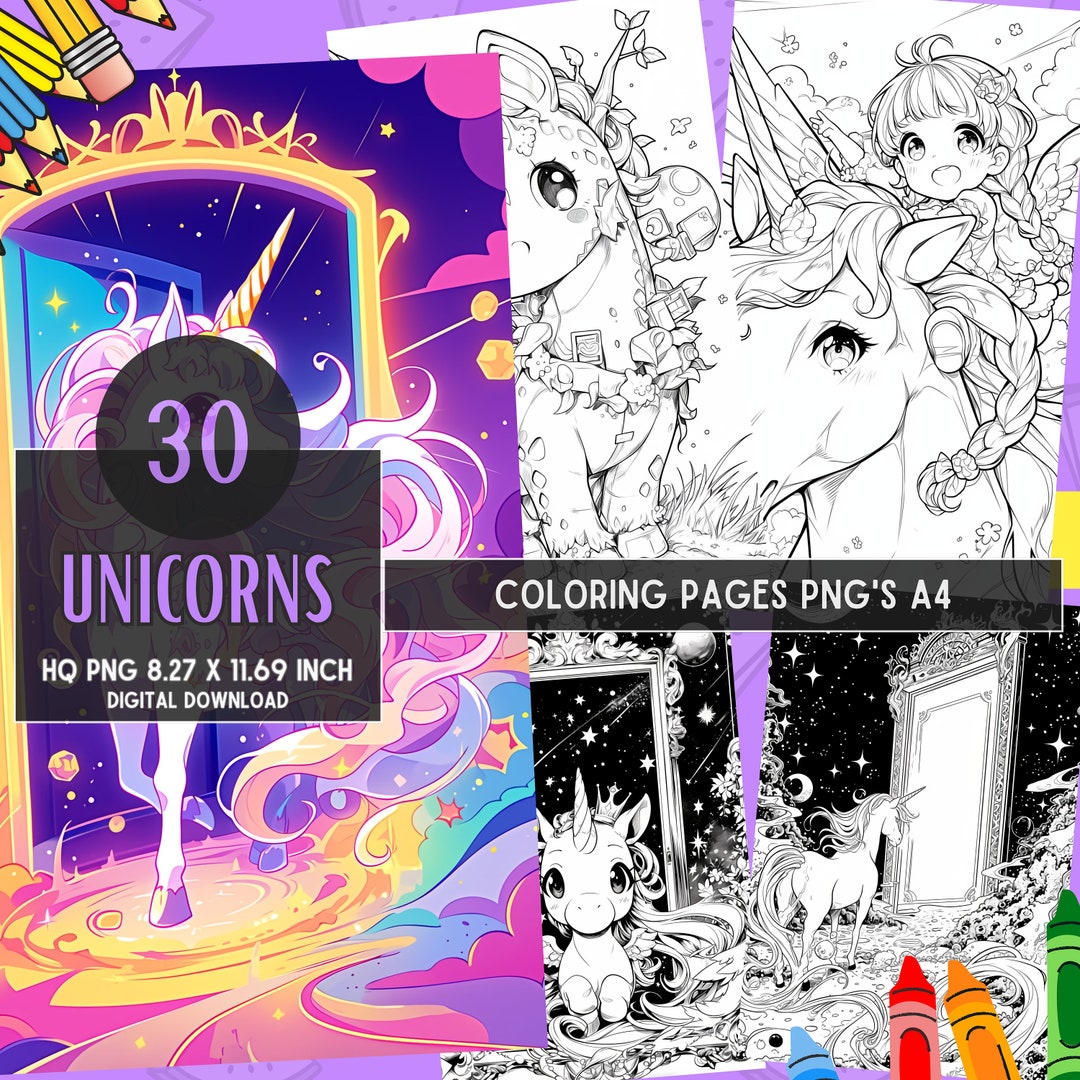 Fantasy Unicorn Coloring Pages, Coloring Book, Digital Download, High ...