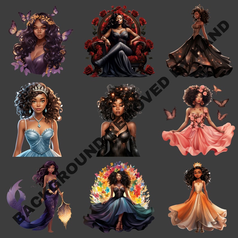 35 Watercolor Black Princess Cliparts African American Princesses ...