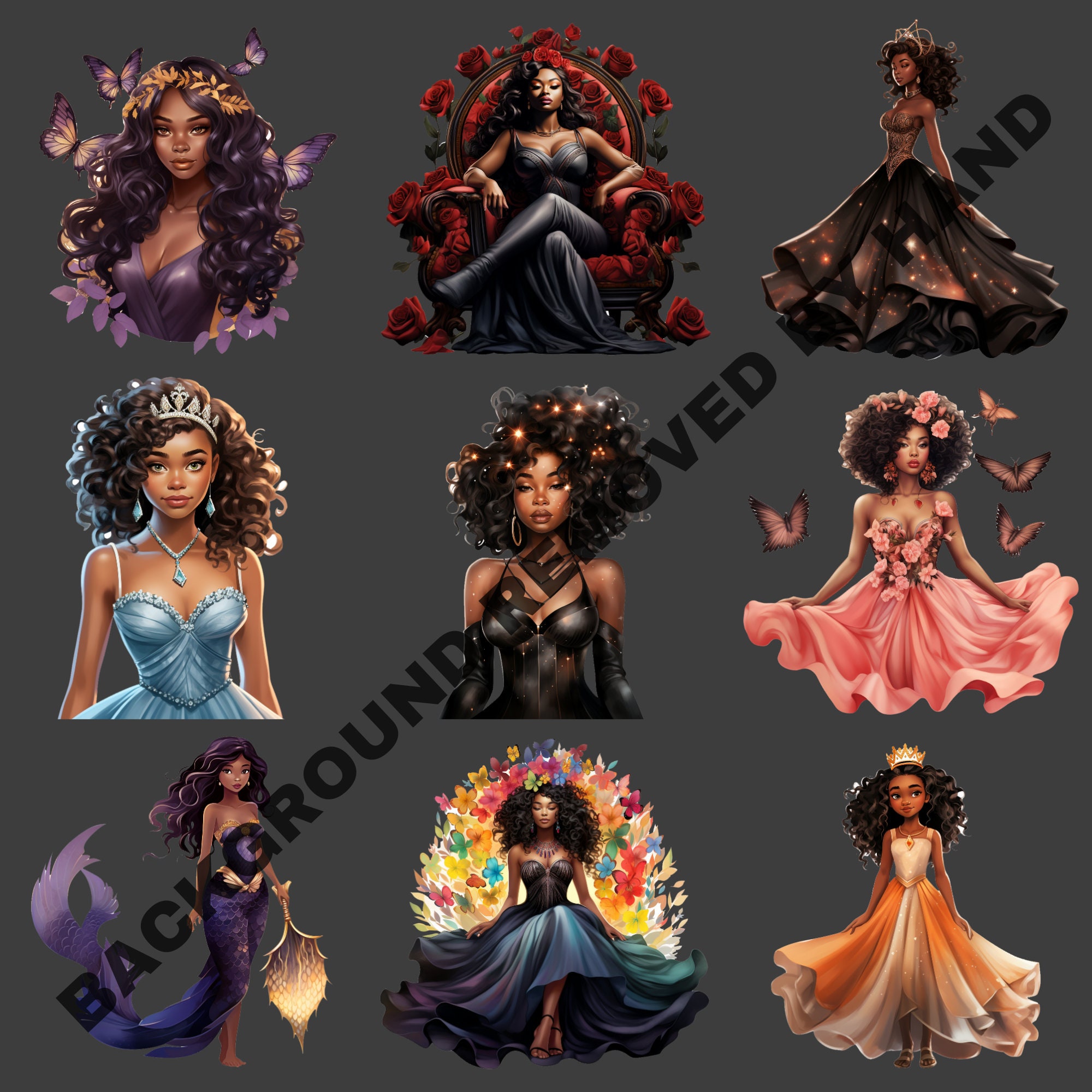 35 Watercolor Black Princess Cliparts African American Princesses ...
