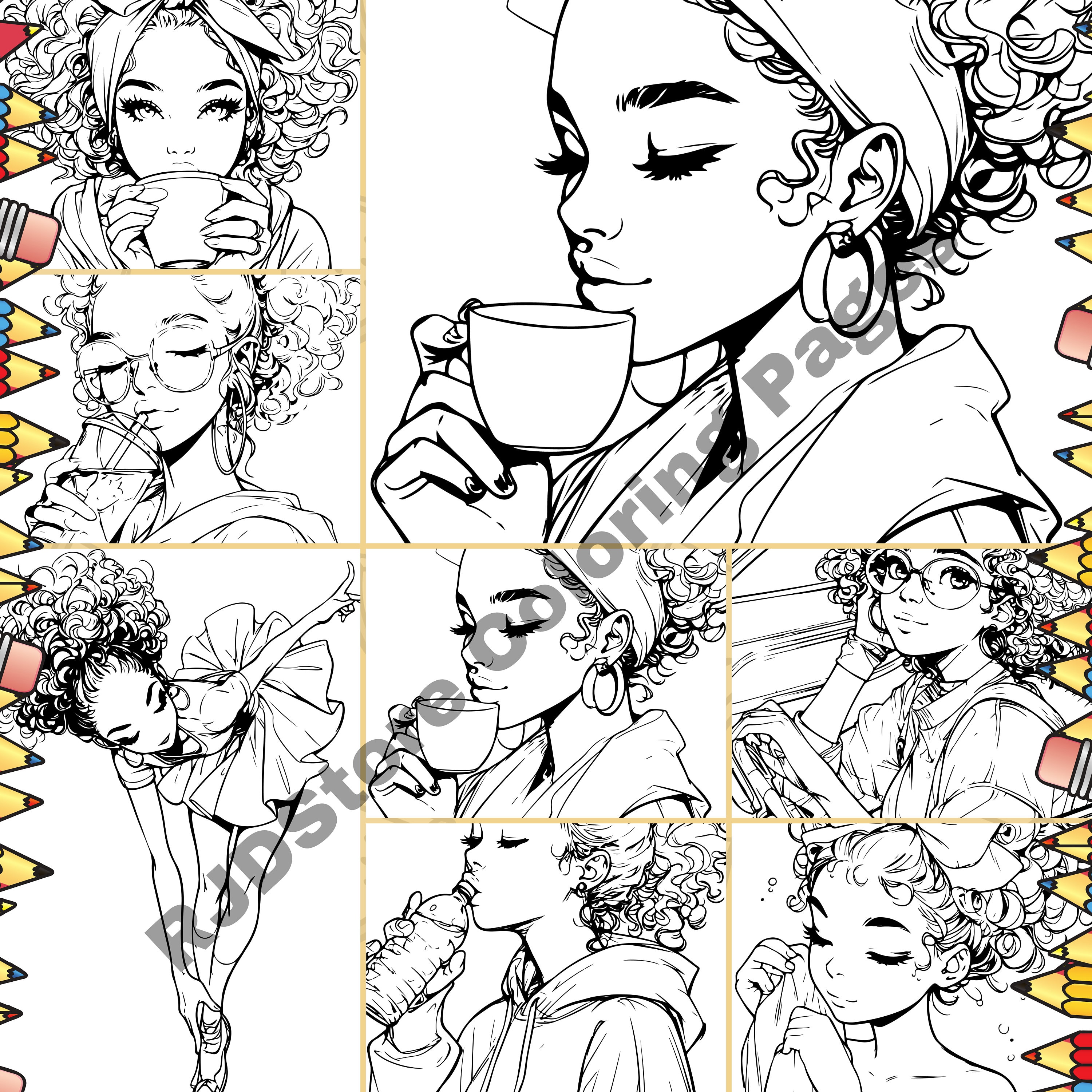 Black Girls Self-care Coloring Book: Printable Art (digital Download ...