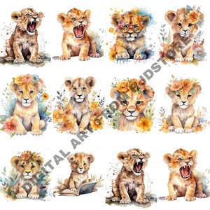 Watercolor Baby Lion Clipart, Safari Animal, Baby Animals, Cute Animals ...