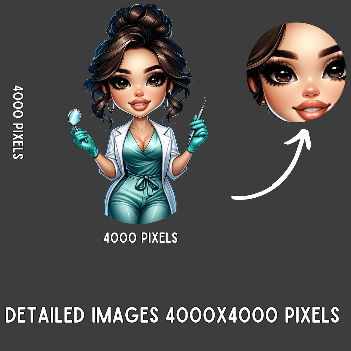 Chibi Dentist Girls Clipart Bundle: Dental PNG Files (digital Download ...