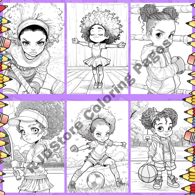 58 Black Girls Sports Coloring Page, Sports, Soccer, Volleyball, Boxing ...