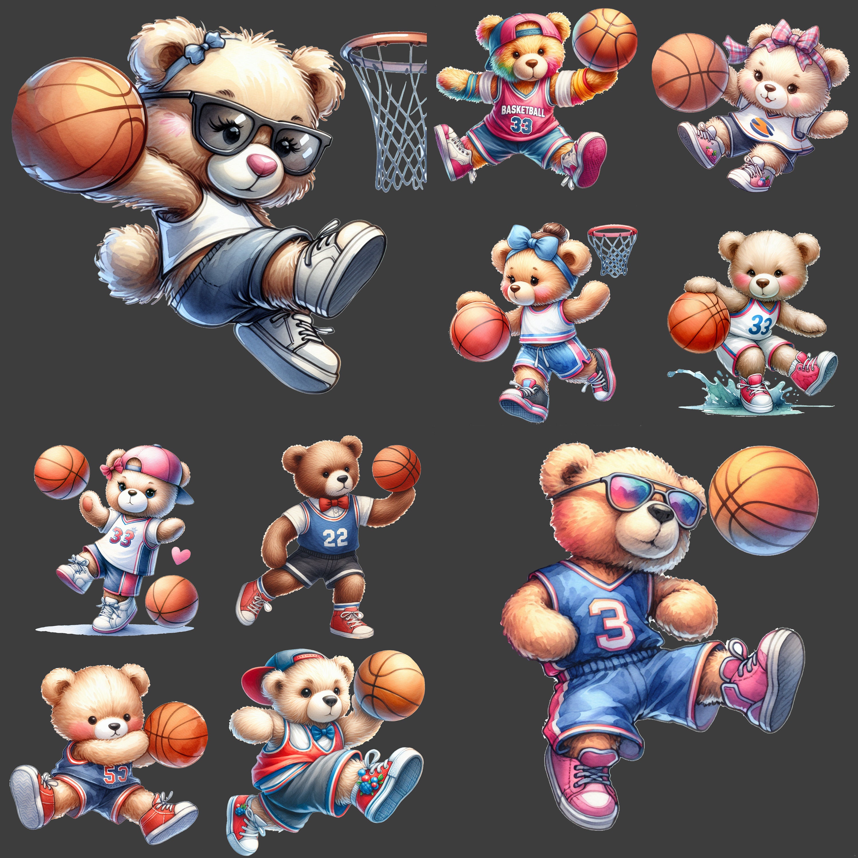 Teddy Bear Basketball Cliparts, Sports Cliparts, Clipart Bundle ...