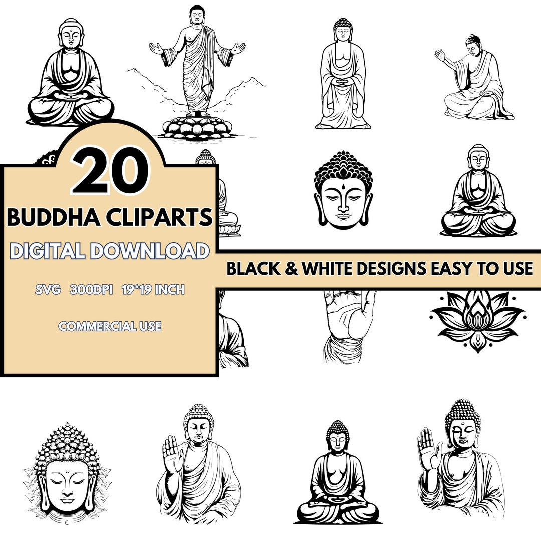 20 Buddha Svg Files, Buddha Clipart Bundle, Buddhism Svg Files, Buddha ...