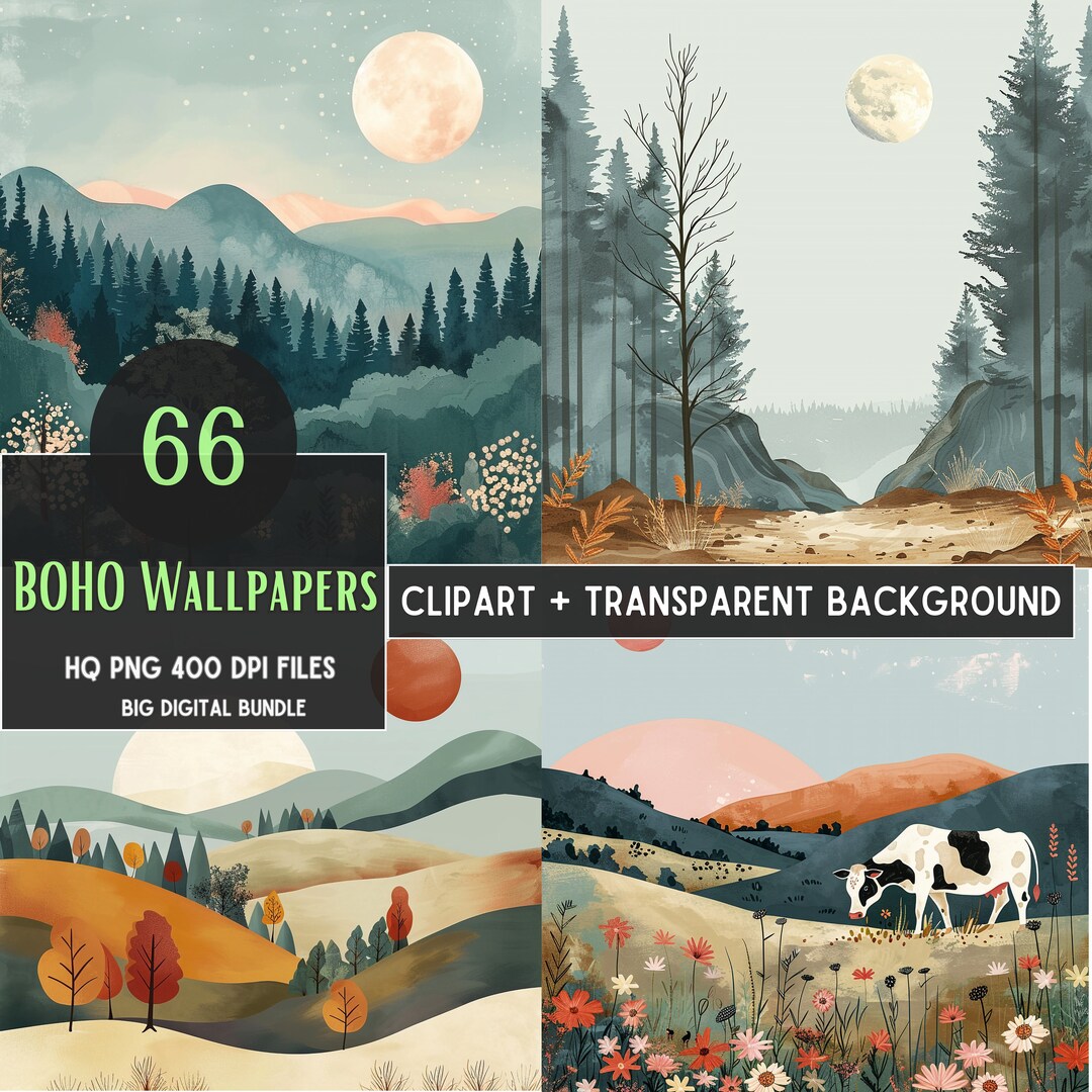 Boho Backgrounds, Boho Wallpapers, Digital File, Landscape Images ...