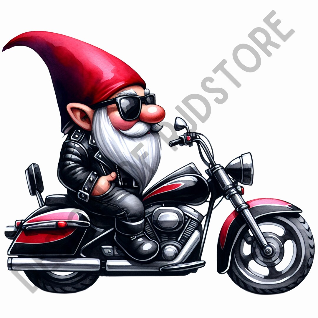 Biker Gnome Clipart, Gangster Clipart, Motorcycle, Gang, Digital ...
