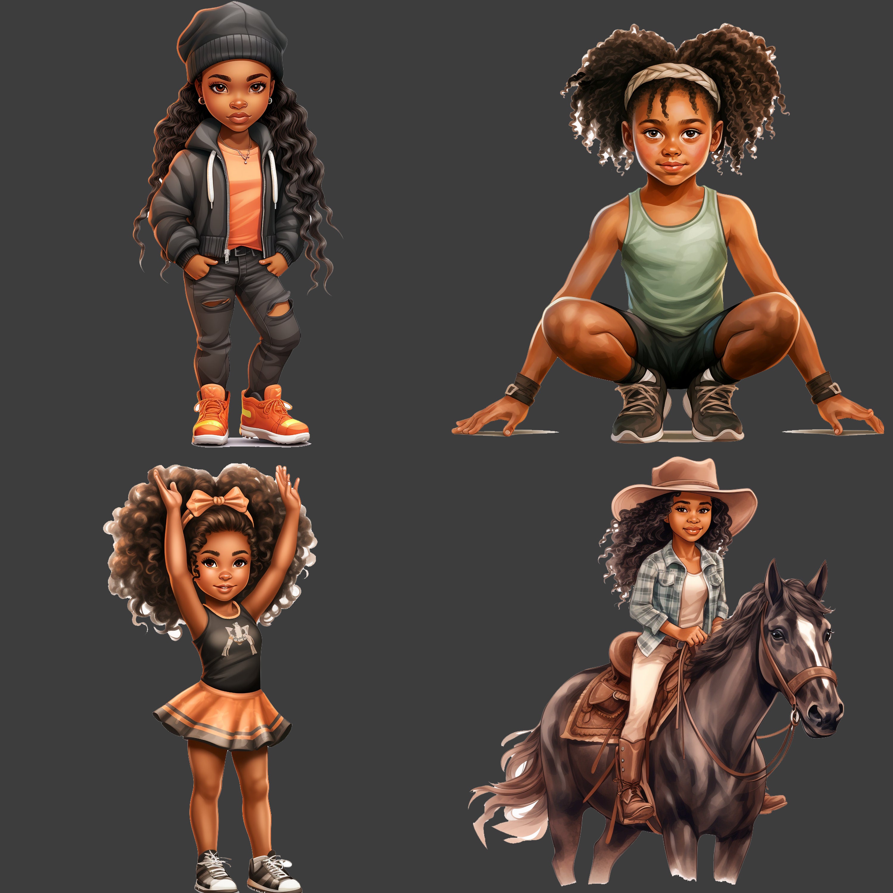 Black Girls Watercolor Clipart Bundle: Diverse Professions (PNG Files ...