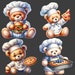 Teddy Bear Chef Clipart, Cute Bear Cooking Png Files, Kitchen Decor ...