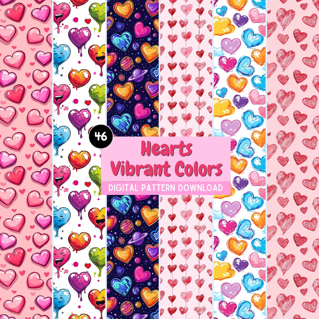 46 Hearts Seamless Pattern Png, Heart Digital Papers, Commercial Use ...