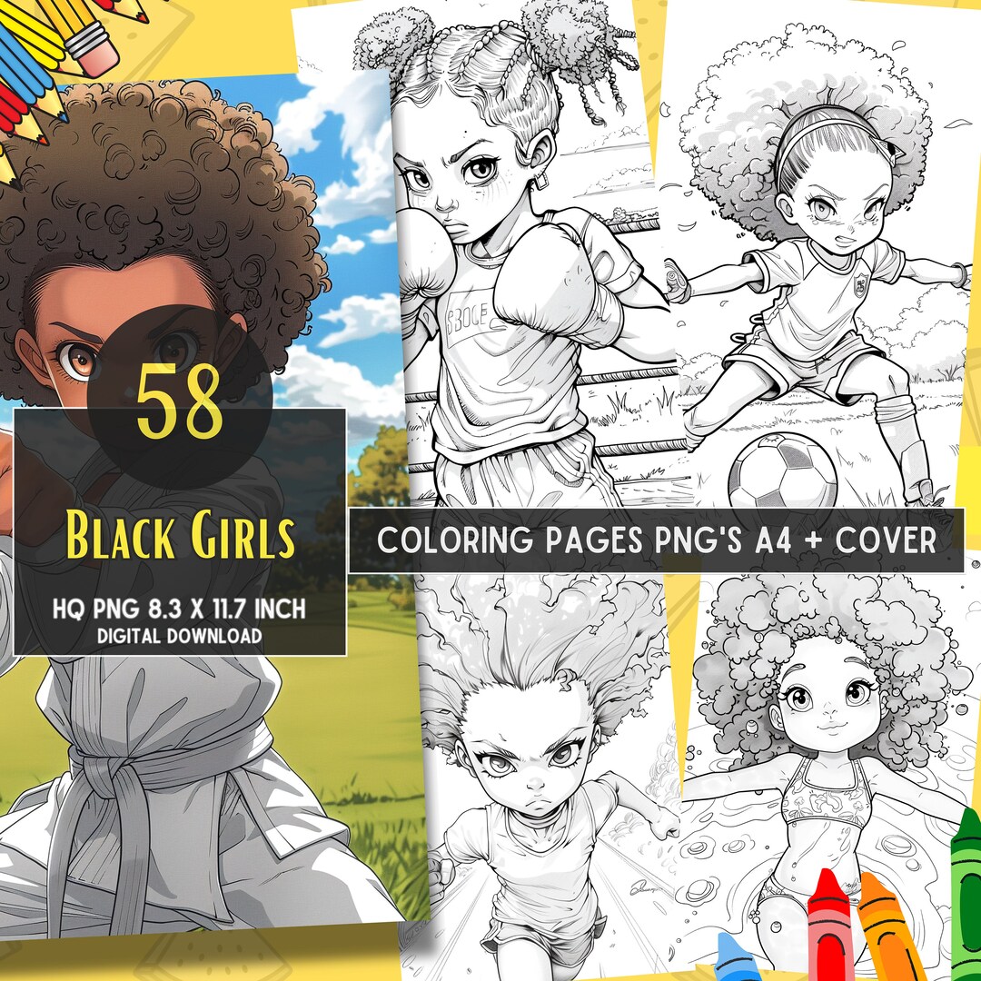 58 Black Girls Sports Coloring Page, Sports, Soccer, Volleyball, Boxing ...