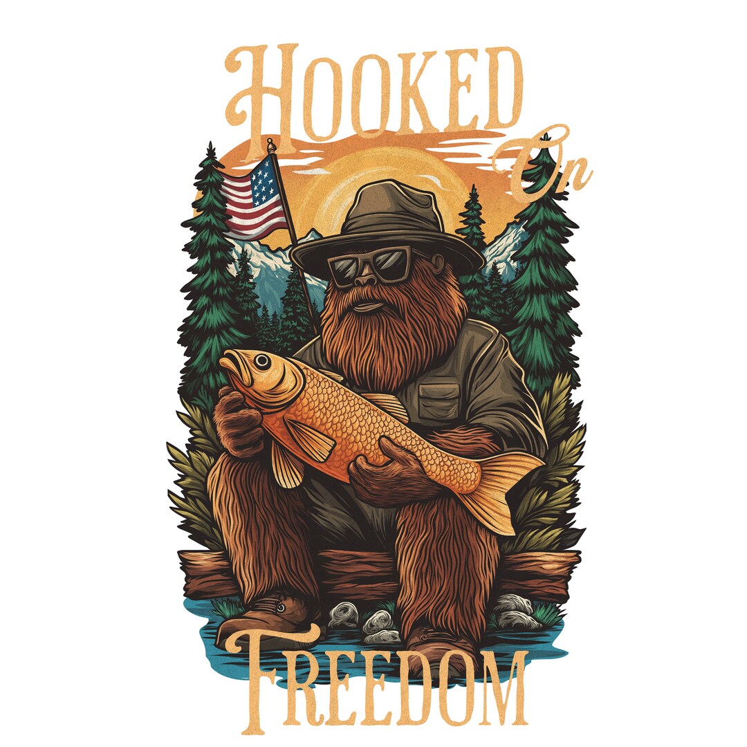Hooked on Freedom Sublimation Png and Svg, Camping Shirt Design, Transparent Background, 300 DPI ...