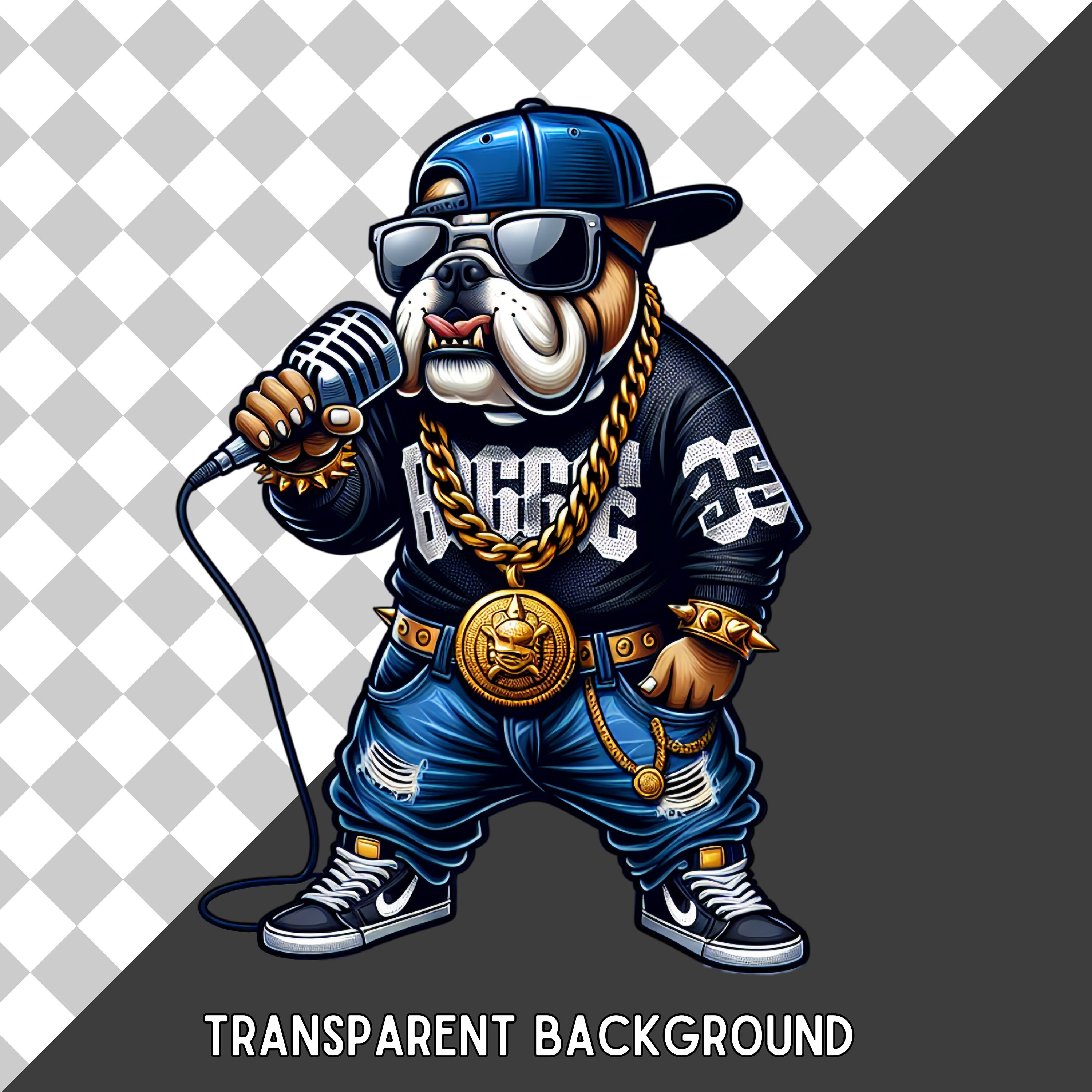 Bulldog Gangster Rapper Clipart, Dog Design, Digital Download, Shirt ...