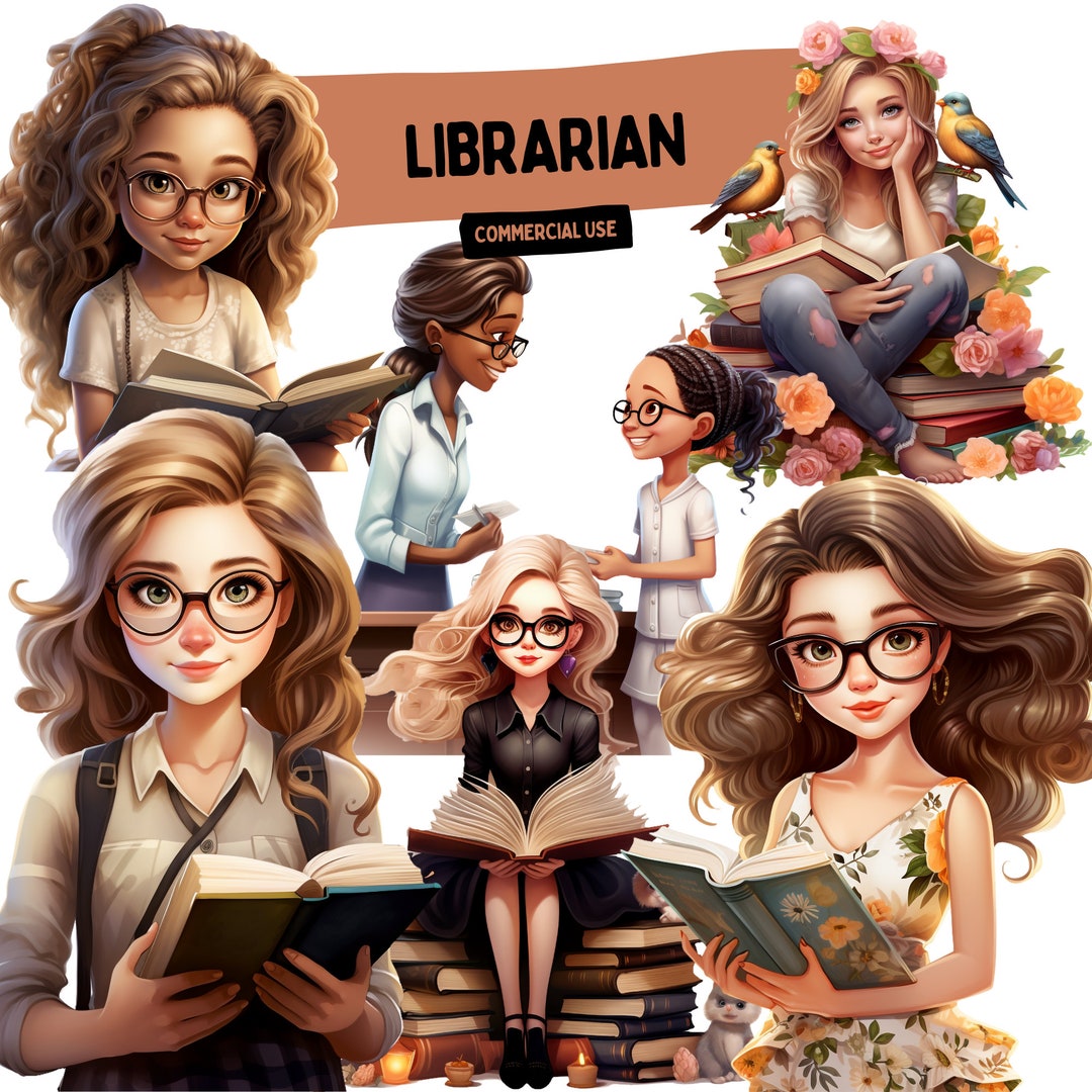 58 Librarian Png Cliparts, Books Png, Book Girl Png, Girl Reading Books ...