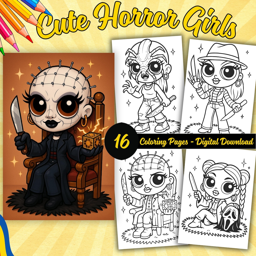 Cute Horror Girls Coloring Pages - Kawaii Girls Coloring Sheets ...