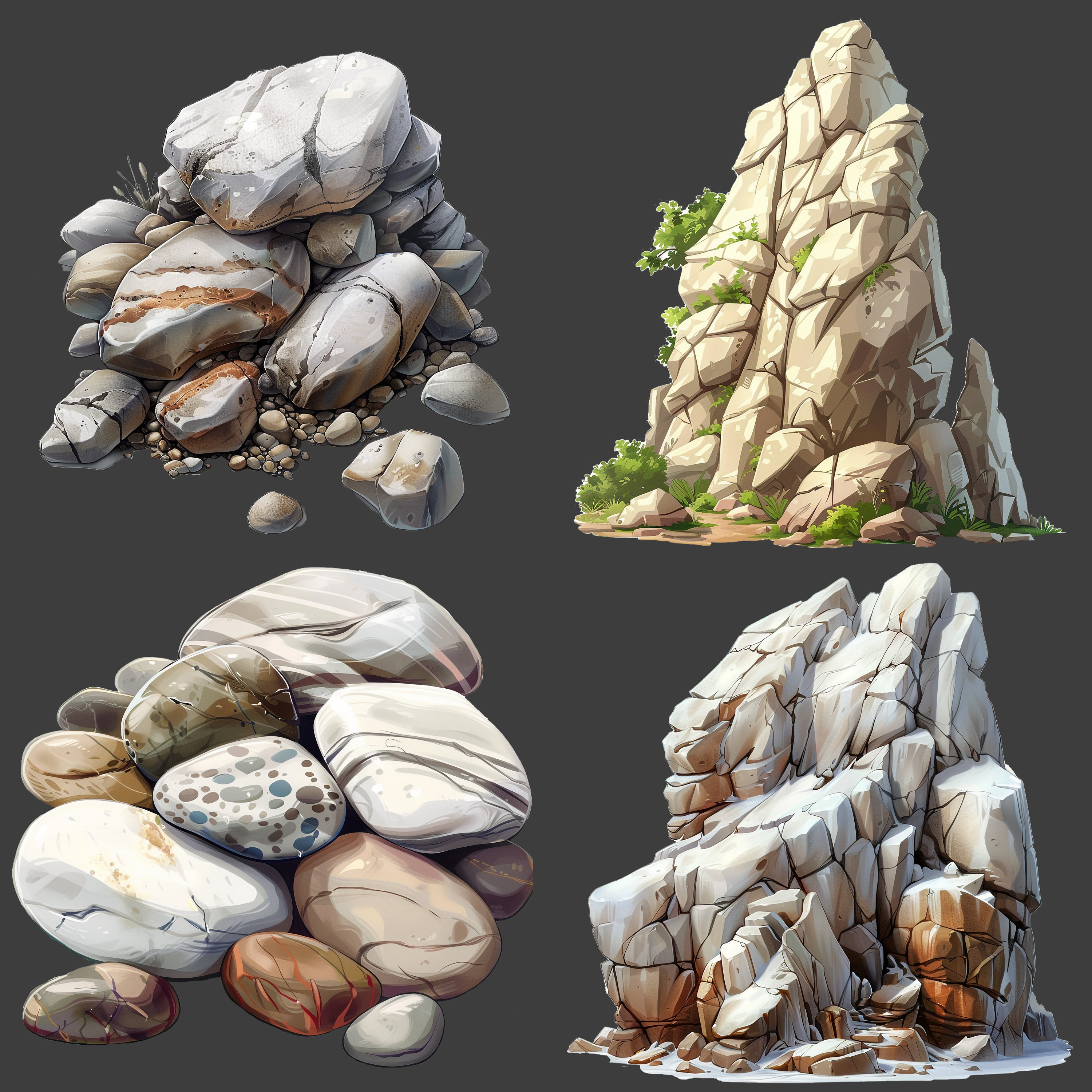 34 Rocks Cliparts, Stones and Boulders, Digital Prints, Stone Graphics ...