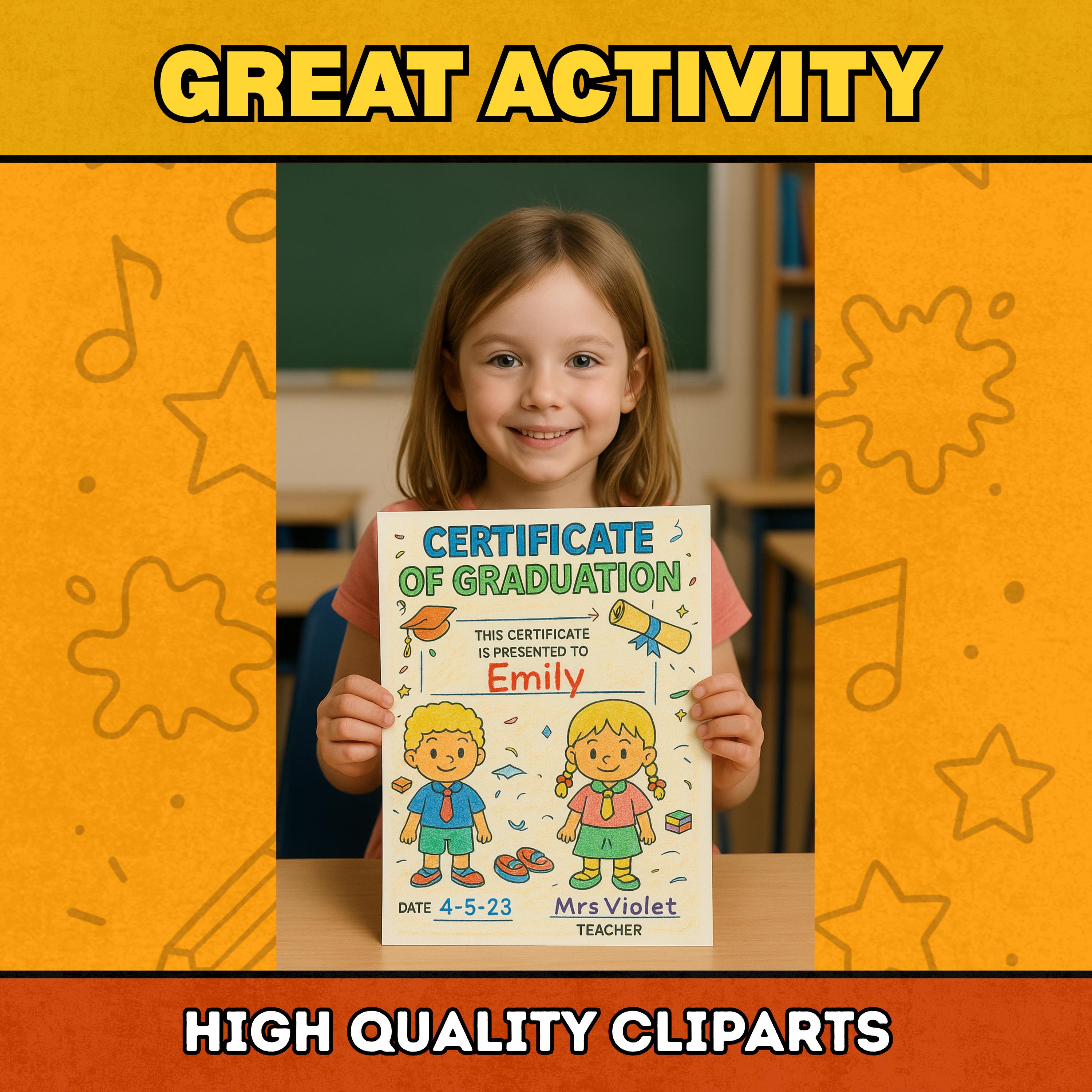 Kids Graduation Certificate Coloring Page: Printable PDF Activity - Etsy