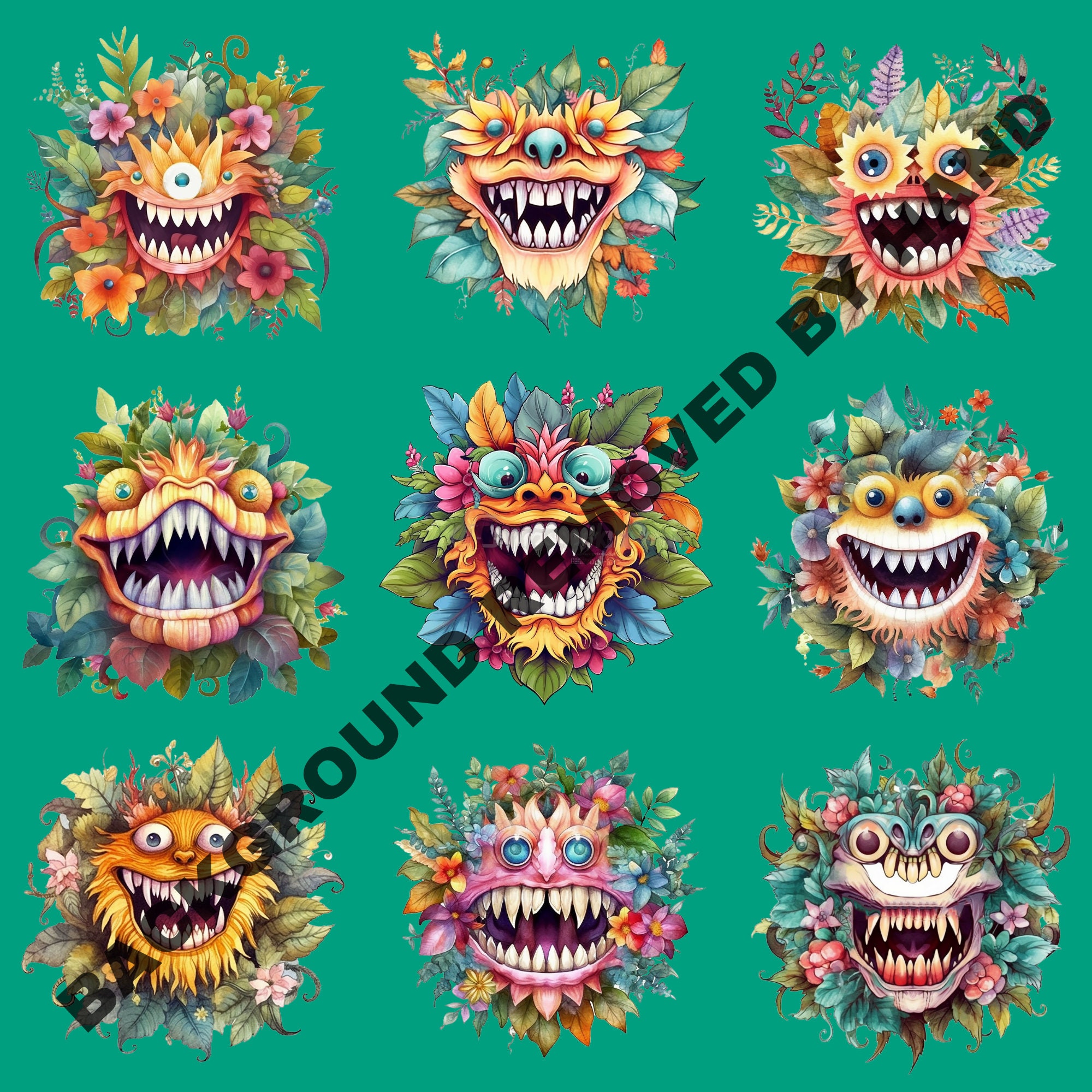 15 Monster Flowers Clipart Bundle, Flower Monster Png, Horror Flower ...