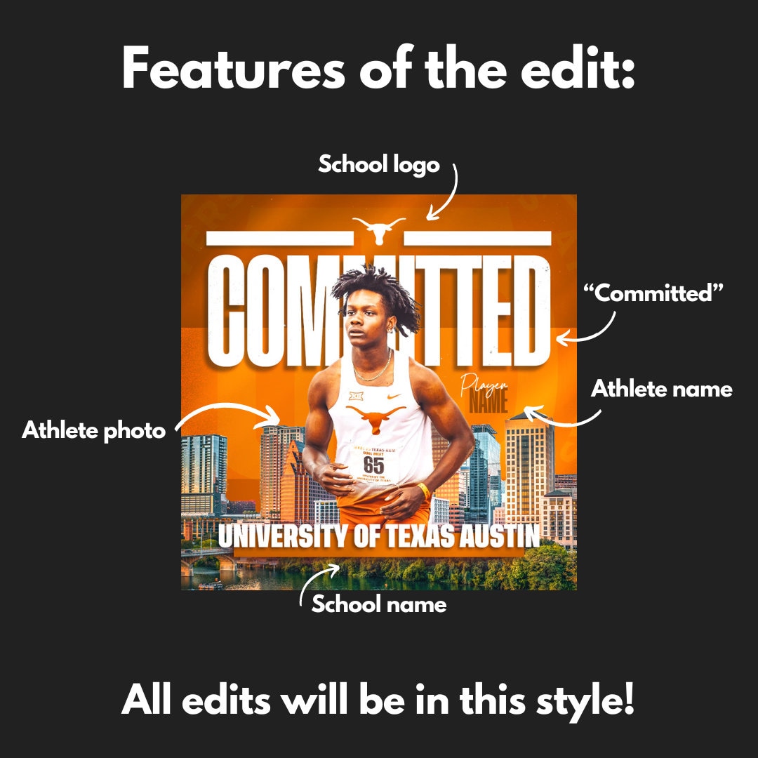 Custom College Sports Commitment Graphic: Senior Announcement (digital ...