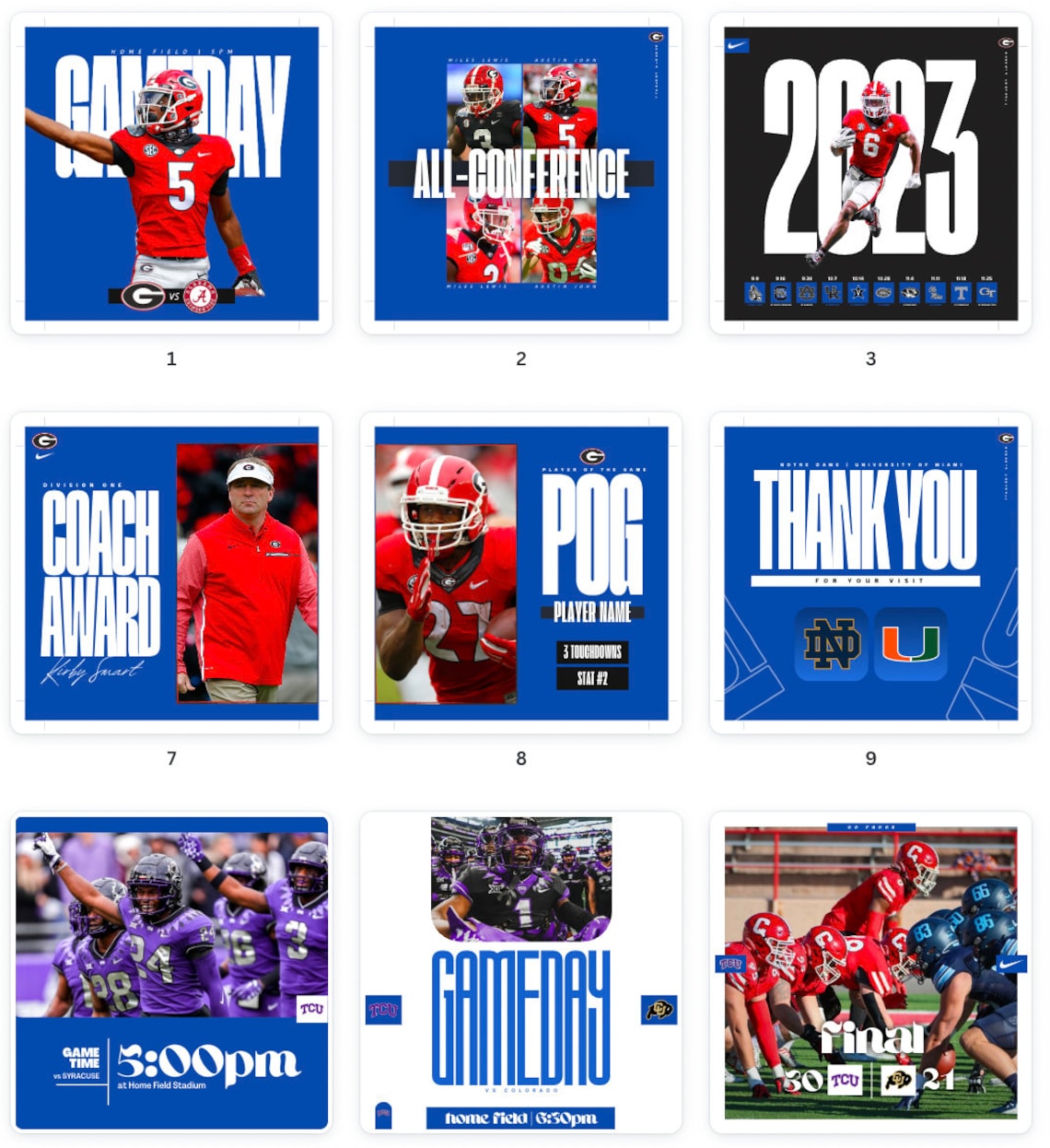 42 Sports Social Media Canva Templates BLUE All of Kesper Design ...