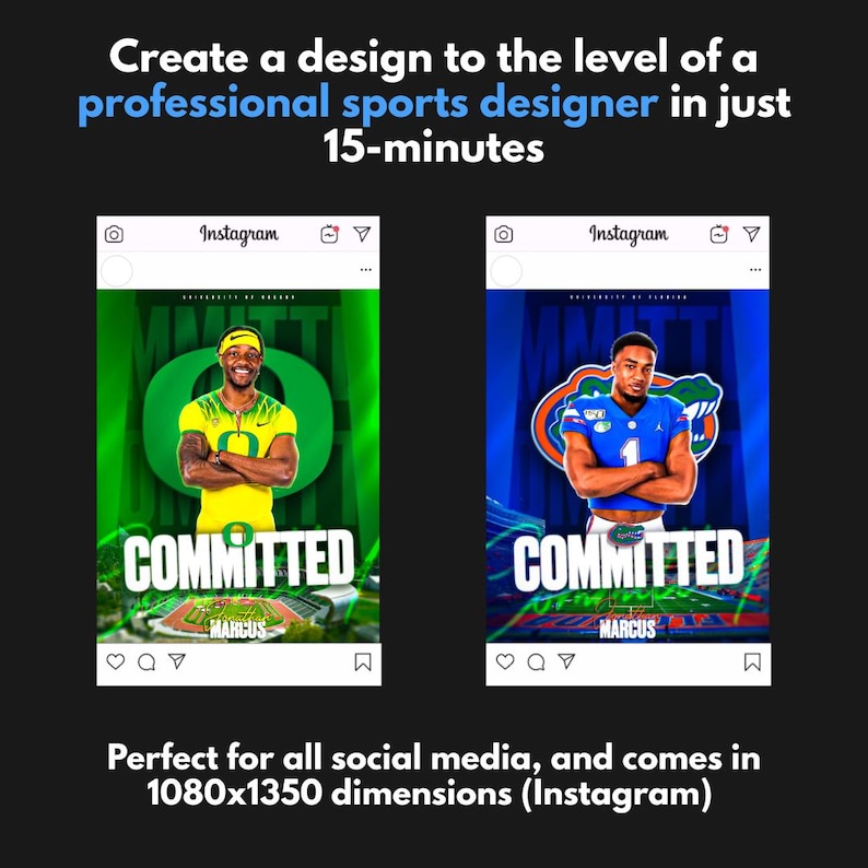 Sports Commitment Photoshop Template: Social Media Graphic (PSD) - Etsy