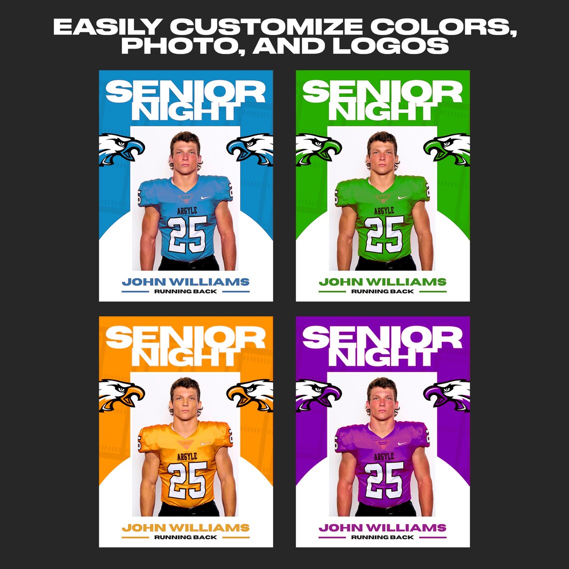 Senior Night Poster Canva Template - High School Sports Poster Digital ...
