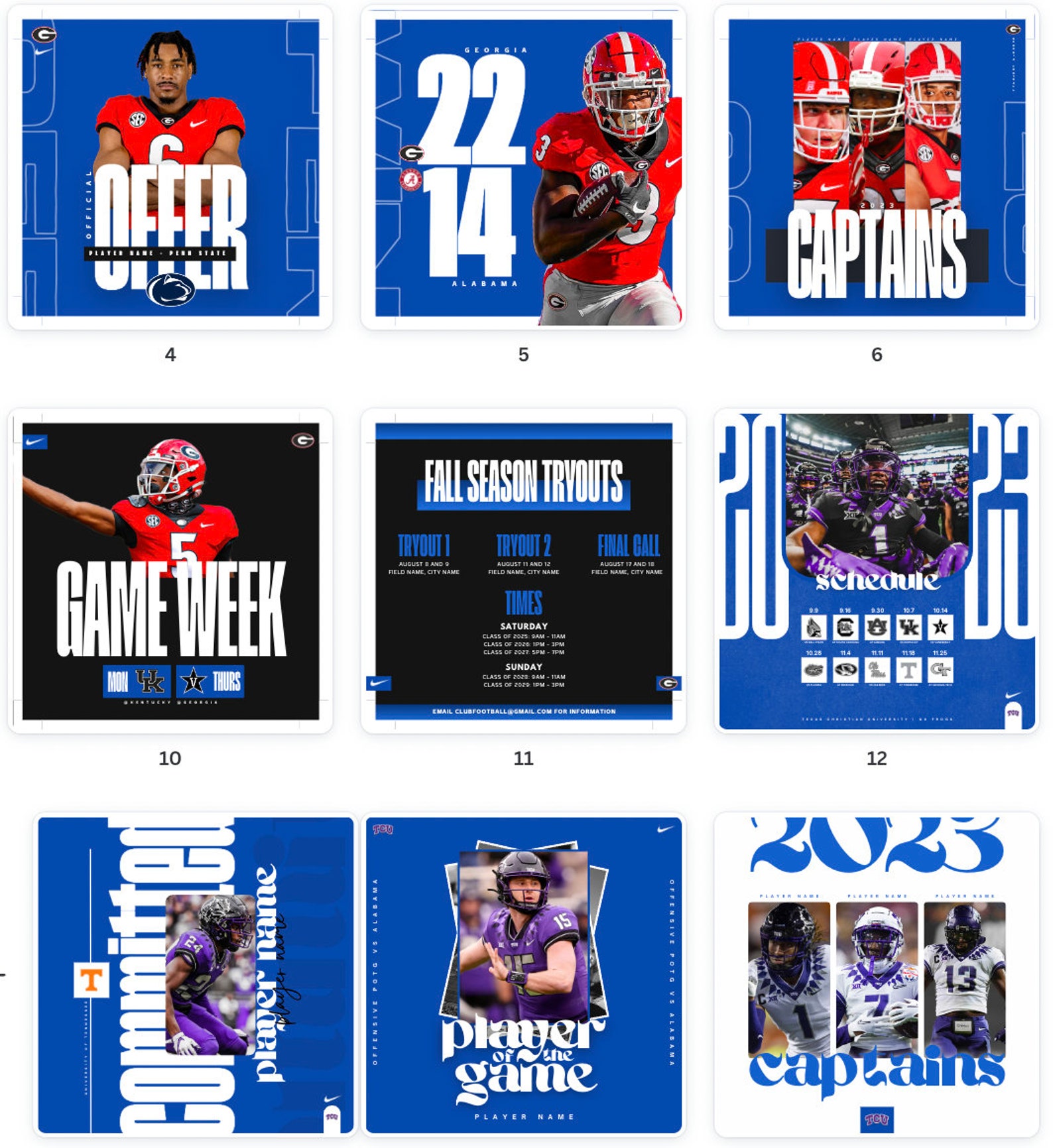 42 Sports Social Media Canva Templates BLUE - All of Kesper Design ...