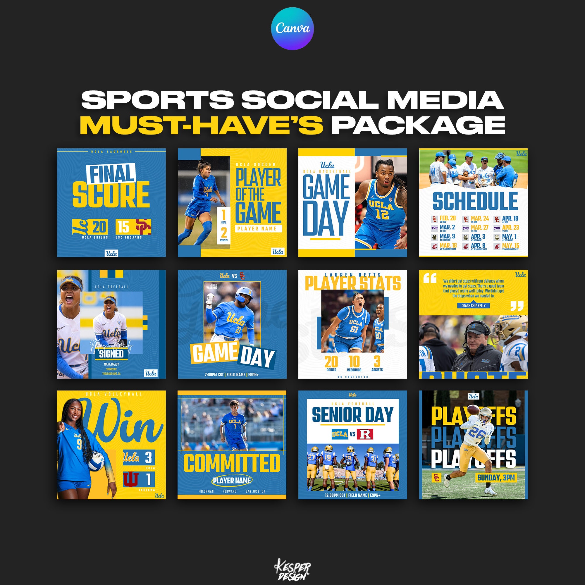 Professional Canva Sports Templates 12 Customizable Graphics for Social ...